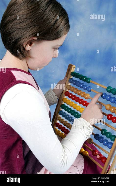 Girl Calculating Abacus Girls Stock Photo Alamy