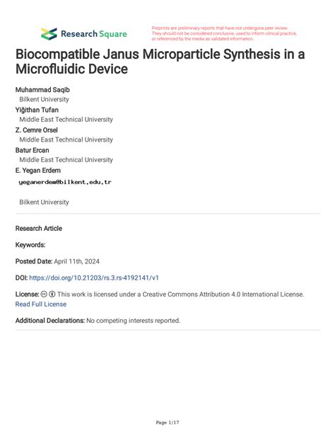 Pdf Biocompatible Janus Microparticle Synthesis In A Microfluidic Device