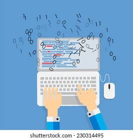 Programming Coding Flat Concept Vector Illustration Stock Vector Royalty Free