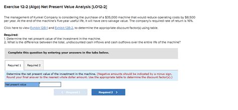 solved exercise 12 2 algo ﻿net present value analysis