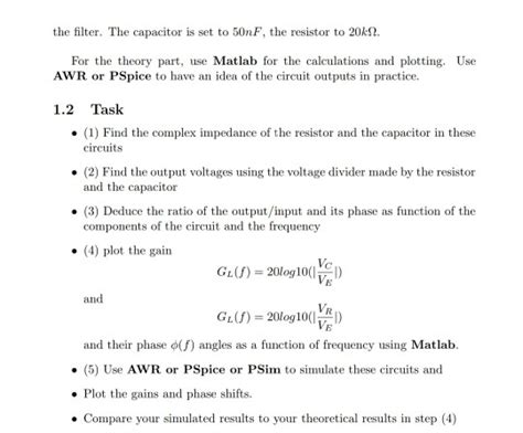 Solved 1 Part 1 RC Filters Frequency Domain Response 1 1 Chegg Com