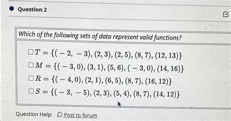 Solved Question 2which Of The Following Sets Of Data