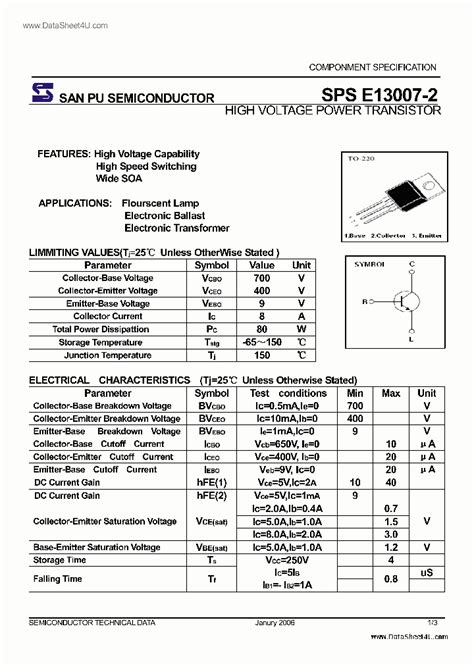 E13007 21379708pdf Datasheet Download Ic On Line