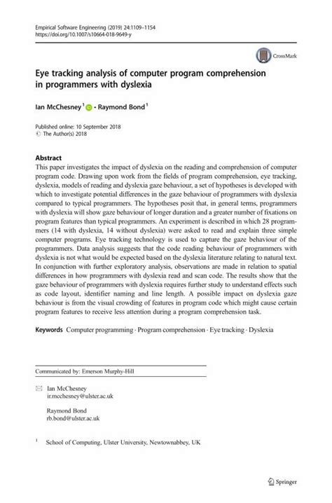 pdf eye tracking analysis of computer program comprehension in
