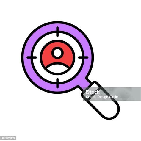 대상 청중은 윤곽선 아이콘 디자인 그림을 채웠습니다 흰색 배경에 디지털 마케팅 기호 Eps 10 파일 개념에 대한 스톡 벡터 아트 및 기타 이미지 Istock