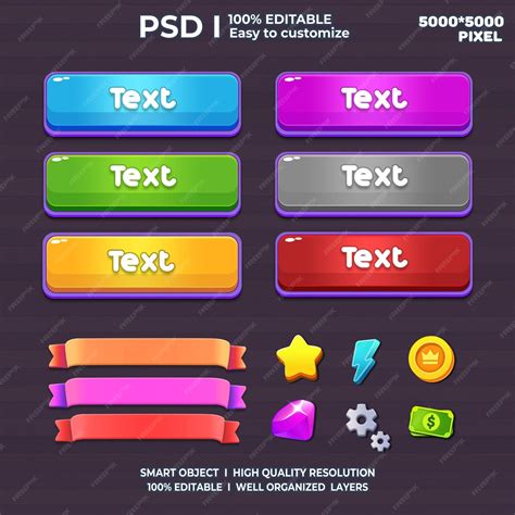 premium psd game ui kit 2d game ui user interface casual game ui ui