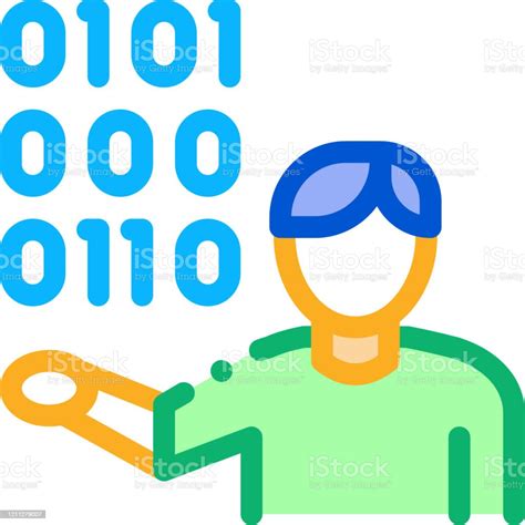 Human Binary Code Icon Vector Outline Illustration Stock Illustration