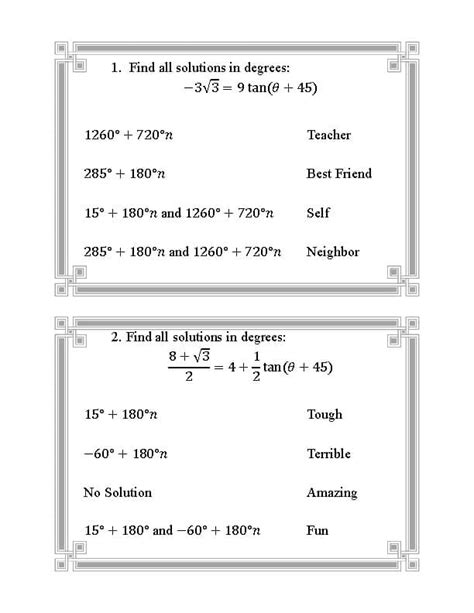 Solving Trig Equations Madlib By Myraida Davis Tpt