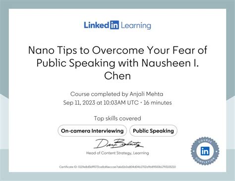 Anjali Mehta On Linkedin Certificate Of Completion