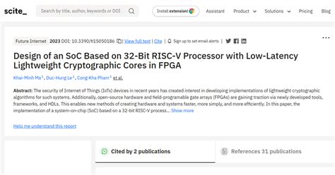Citation Report Design Of An Soc Based On 32 Bit Risc V Processor
