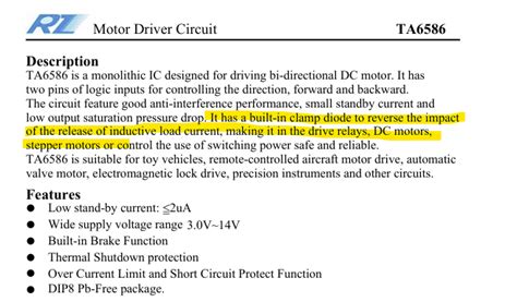 Do I Need A Flyback Diode For This Motor Driver General Electronics Do I Need A Flyback Diode For This Motor Driver General Electronics