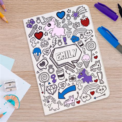 A5 Colour Me In Notebook Unicorn Personalised Notebook