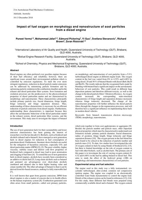 Pdf Impact Of Fuel Oxygen On Morphology And Nanostructure Of Soot Particles From A Diesel Engine