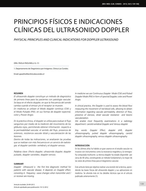 (PDF) Principios físicos e indicaciones clínicas del ultrasonido doppler