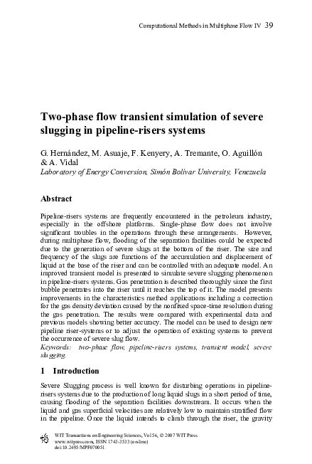 pdf two phase flow transient simulation of severe slugging in
