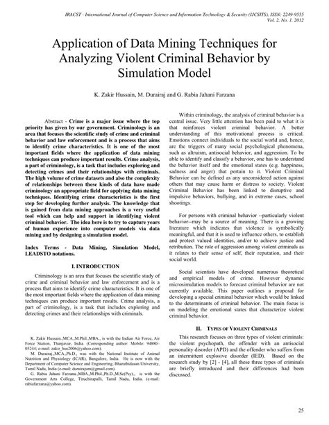 Pdf Application Of Data Mining Techniques For Analyzing Violent