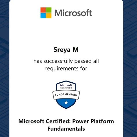 Sreya M On Linkedin Certification Powerplatform