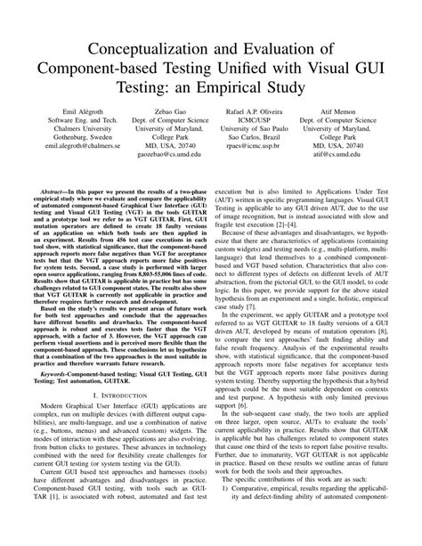 PDF Conceptualization And Evaluation Of Component Based Testing