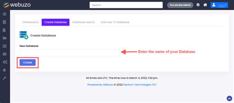 Add Database Webuzo