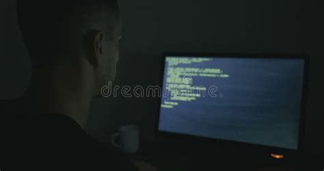 Hacker Programmer Is Working On Computer Writing The Code Stock Video Video Of Caucasian Data