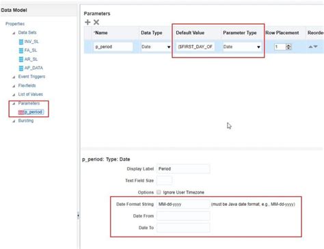 how to pass default value to date parameters in bi reports quest4apps