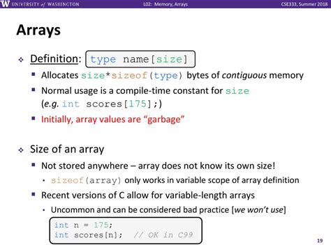 memory and arrays cse 333 summer ppt download