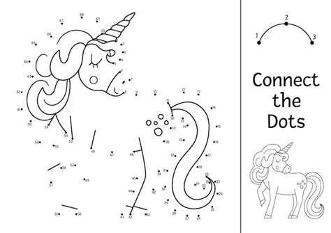 Premium Vector Vector Dottodot And Color Activity With Cute Unicorn