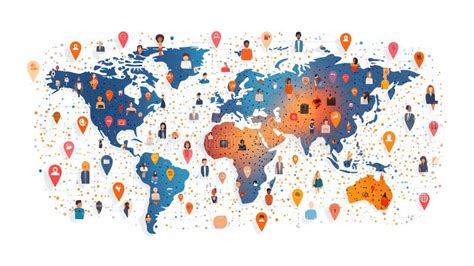 Colorful World Map With Diverse People And Location Markers Representing Global Connectivity