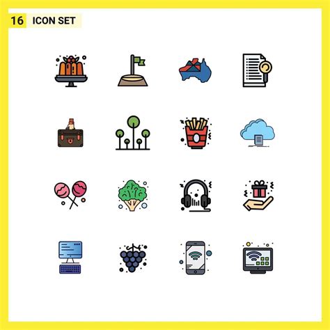 16 User Interface Flat Color Filled Line Pack Of Modern Signs And