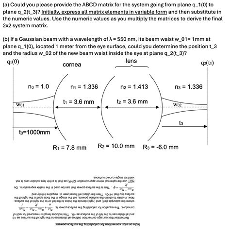 write the abcd matrix for the system from plane q1 0