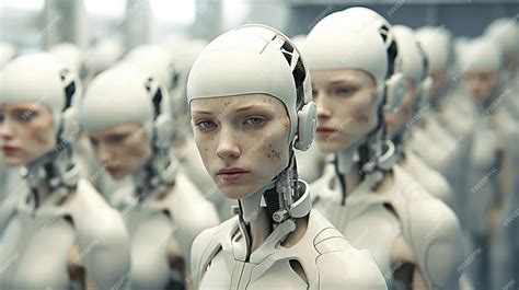 Premium Photo A Group Of Women Wearing White Robots Generative Ai Art