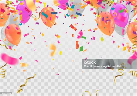 투명한 배경에 화려한 색종이 조각과 풍선 벡터 일러스트 레이 션입니다 2월에 대한 스톡 벡터 아트 및 기타 이미지 2월 3