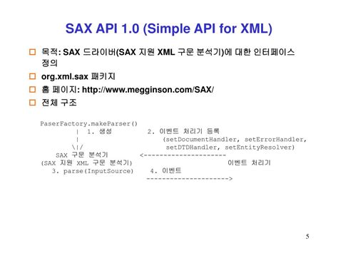 ppt xml parser xml 문서의 구조와 의미를 파악하는 구문해석기 트리 기반의 파서 트리 기반 인터페이스와 연계