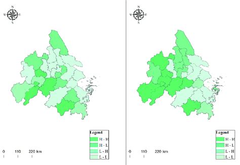 lisa spatial clustering diagram of urban innovation and integrated