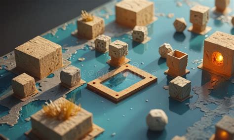 3d Complex Abstract Structure Composed Various Shapes And Sizes Including Cubes Rectangles