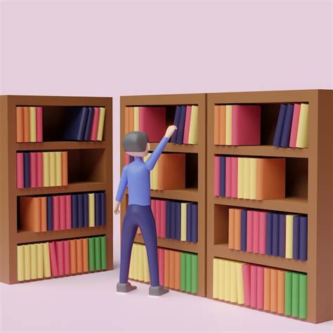 Premium Vector Library Concept Realistic 3d Object Cartoon Style