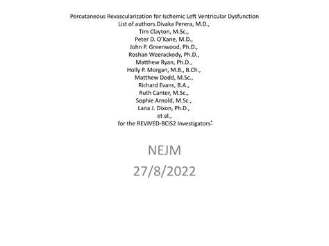 Percutaneous Revascularization For Ischemic Left Ventricular