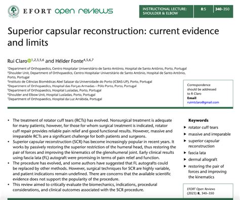 Superior Capsular Reconstruction Current Evidence And Limits Dr Rui Claro Ortopedista