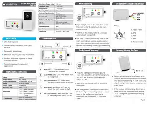 Multispan Color Mark Sensor For Industrial Model Name Number Cms 01x
