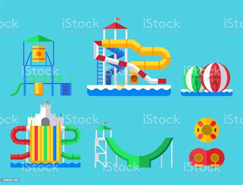 워터 슬라이드와 Aquapark 놀이터와 스플래시 가족 오락을 위한 패드 벡터 일러스트 레이 션 Side Show에 대한 스톡 벡터 아트 및 기타 이미지 Istock