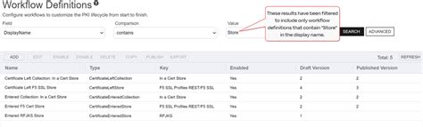 Using The Workflow Definitions Search Feature