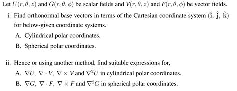 Solved Let U r θ z and G r θ ϕ be scalar fields and Chegg