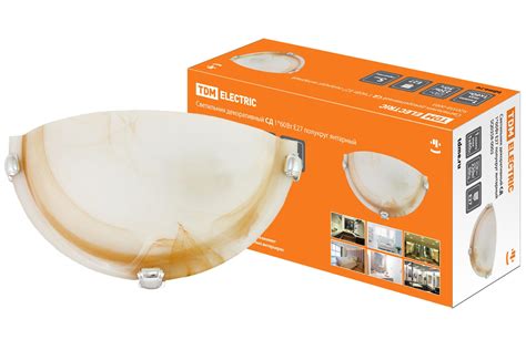 Светильник декоративный СД 1 60 Вт E27 полукруг янтарный в индивид коробке Tdm Sq0358 0003′