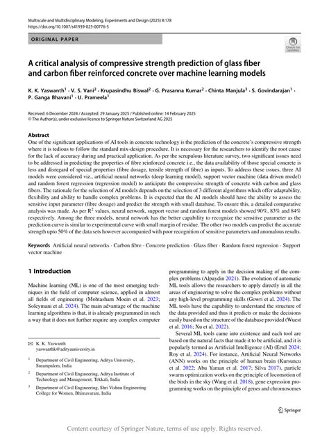 A Critical Analysis Of Compressive Strength Prediction Of Glass Fiber