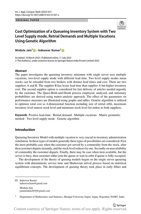 cost optimization of a queueing inventory system with two level supply mode retrial demands and