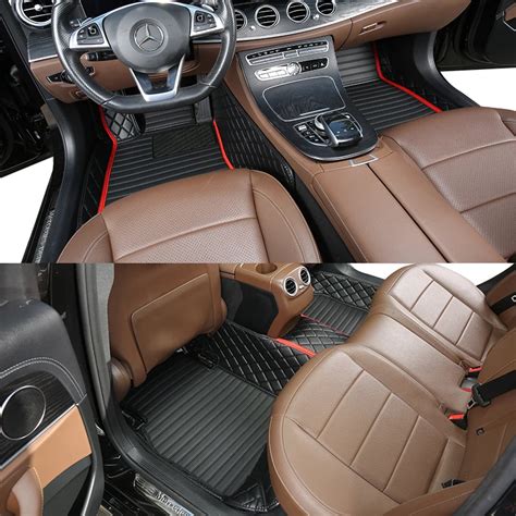 아우디 A6 C7 Allroad 2007 2018 용 맞춤형 나파 가죽 바닥 매트 주름 없음 자동차 액세서리 인테리어 교체