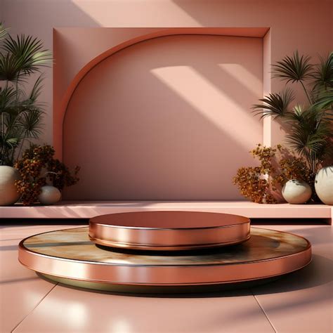 Layout de paisagem renderização d cena de maquete vazia do pódio de textura de concreto para o
