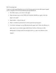 MLA Formatting Quiz Docx MLA Formatting Quiz Using Your Babe Seagull Handbook Answer The