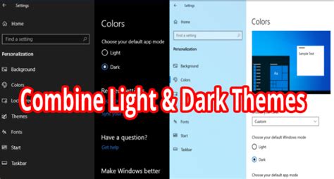 ¿cómo combinar temas claros y oscuros en windows 10