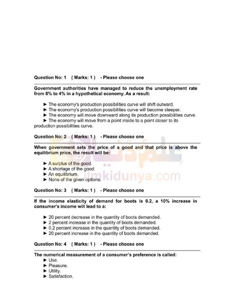 2010 eco401 past paper obj types pdf